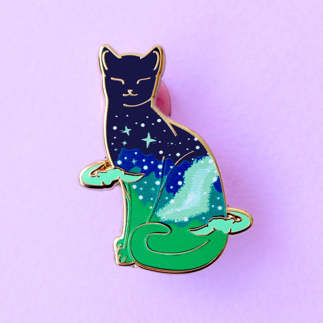 Northern Light Cat Enamel Pin - Climate Cats – Glitter Punk