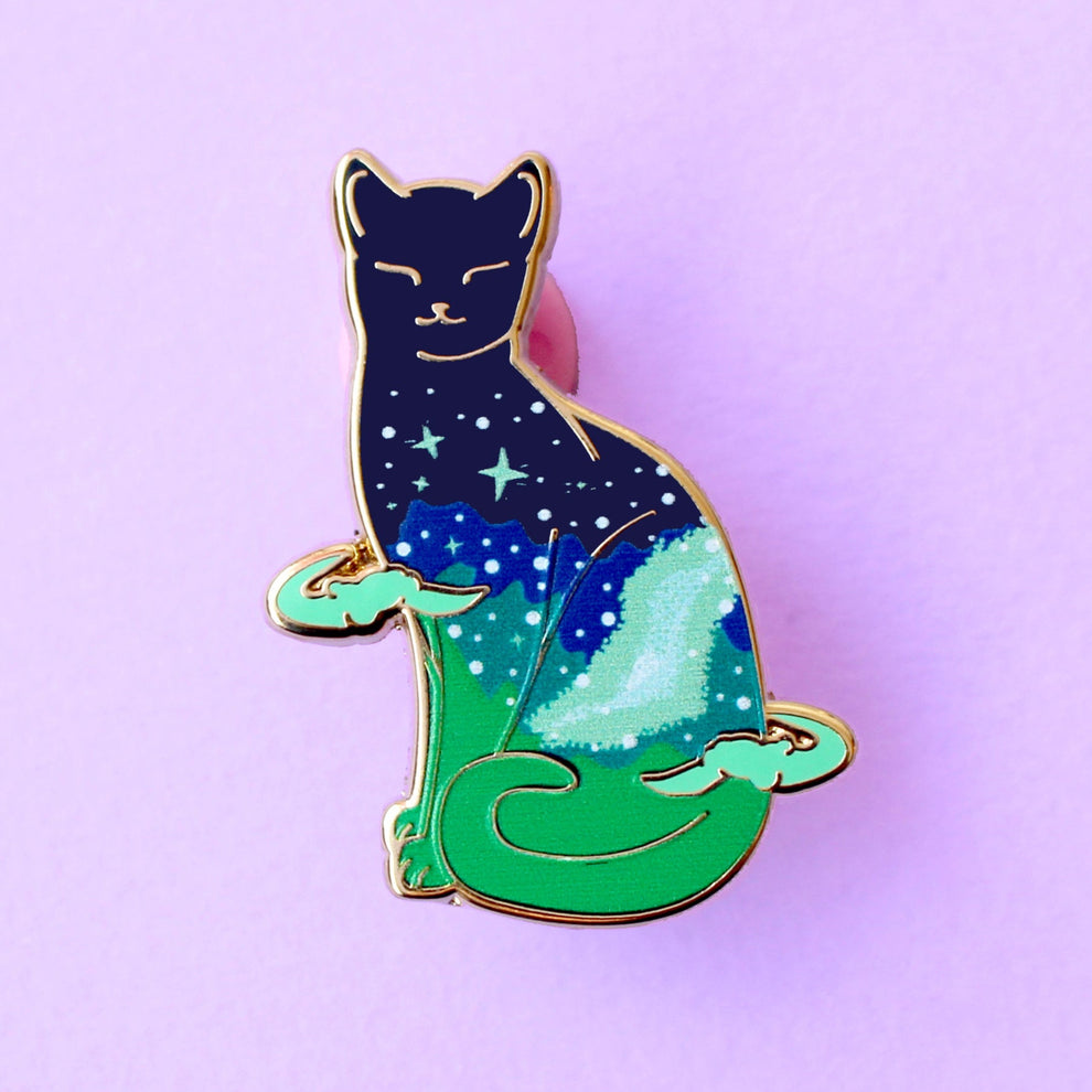 Northern Light Cat Enamel Pin - Climate Cats – Glitter Punk