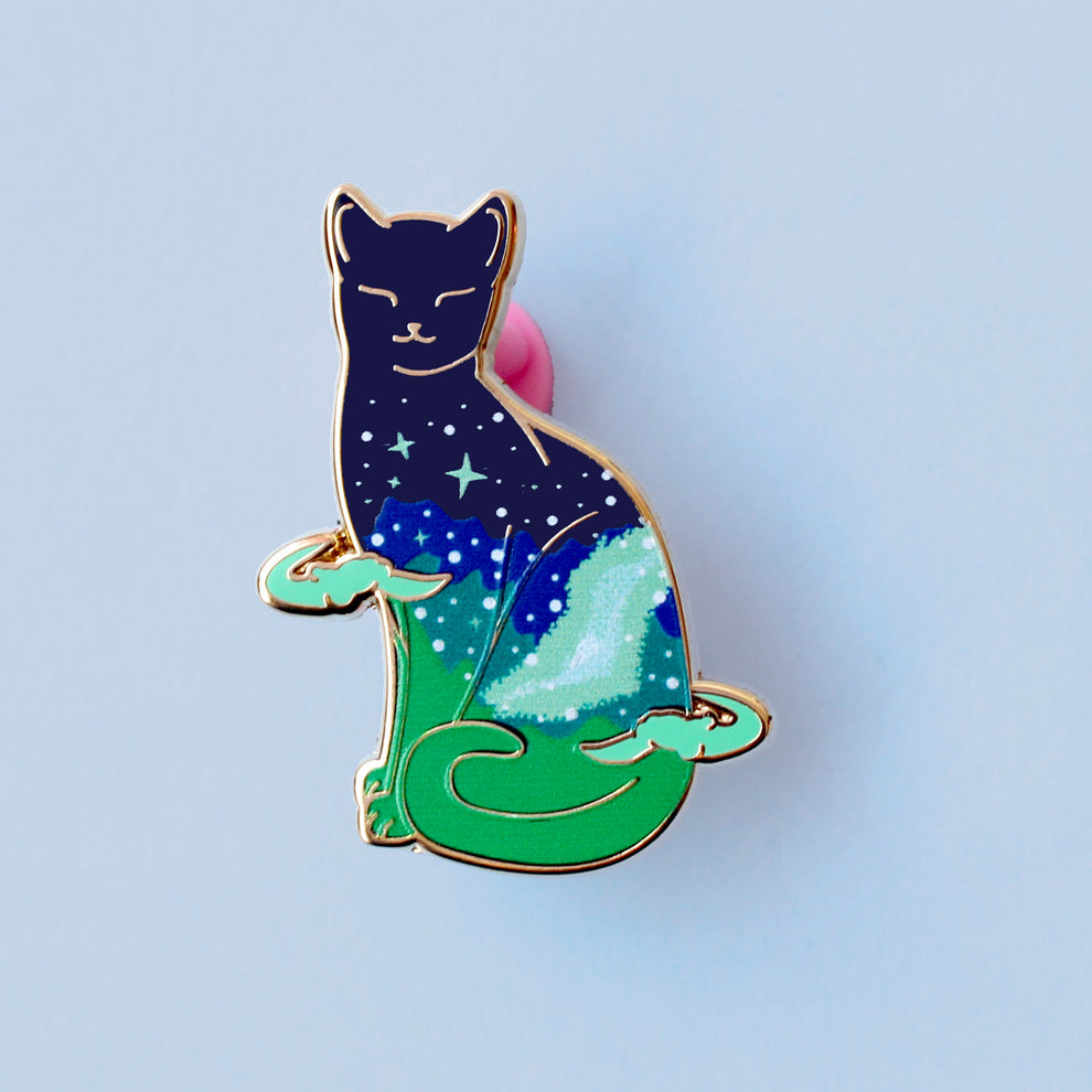 Northern Light Cat Enamel Pin - Climate Cats – Glitter Punk