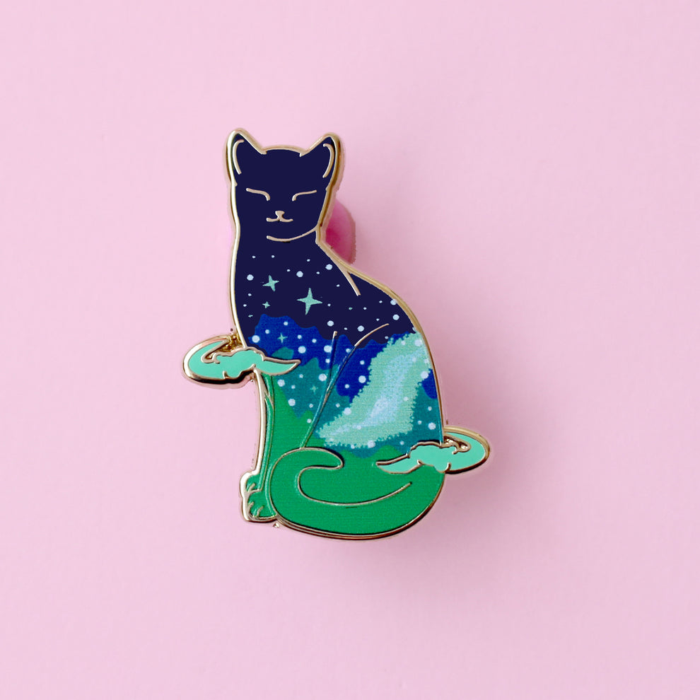 Northern Light Cat Enamel Pin - Climate Cats – Glitter Punk