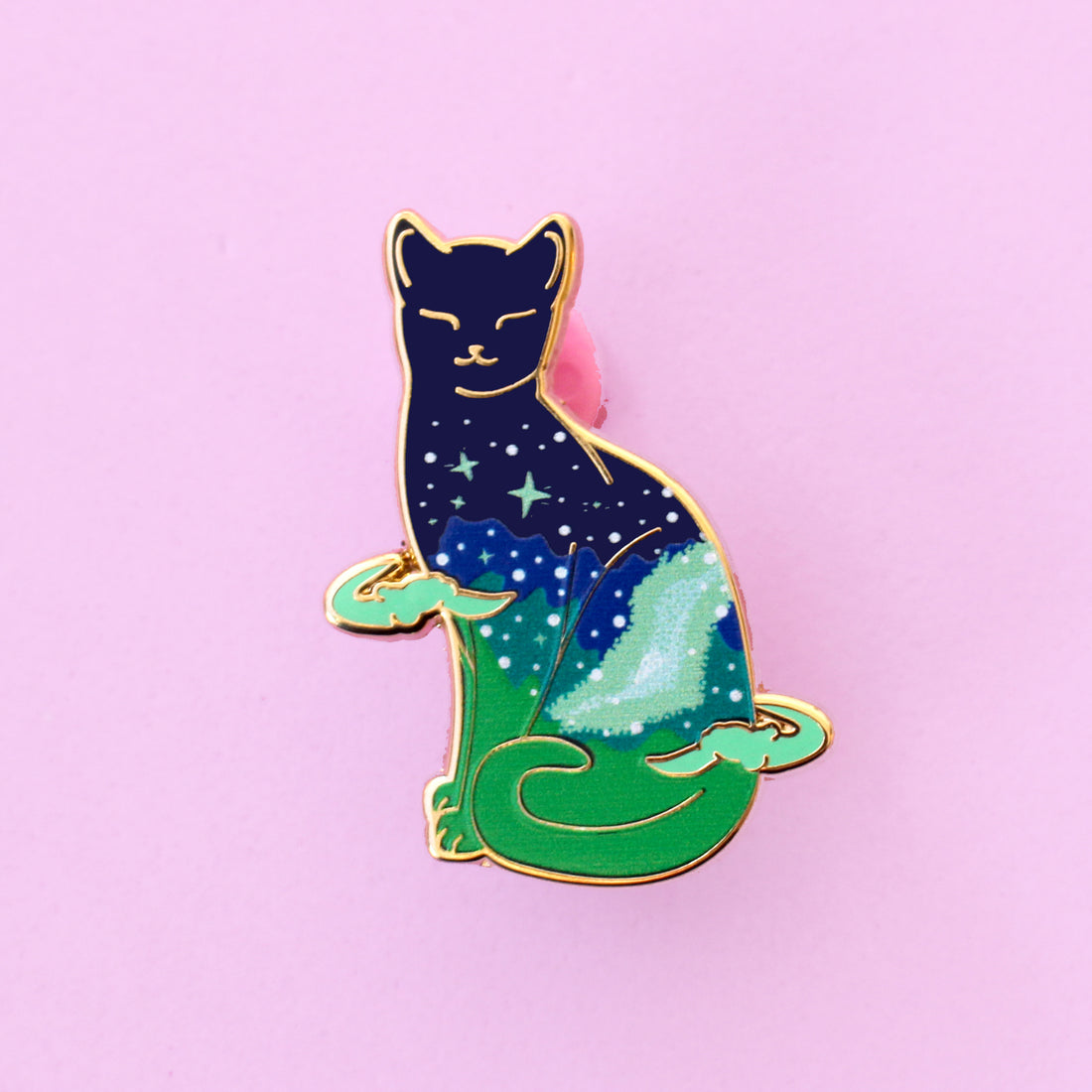 Northern Light Cat Enamel Pin - Climate Cats – Glitter Punk