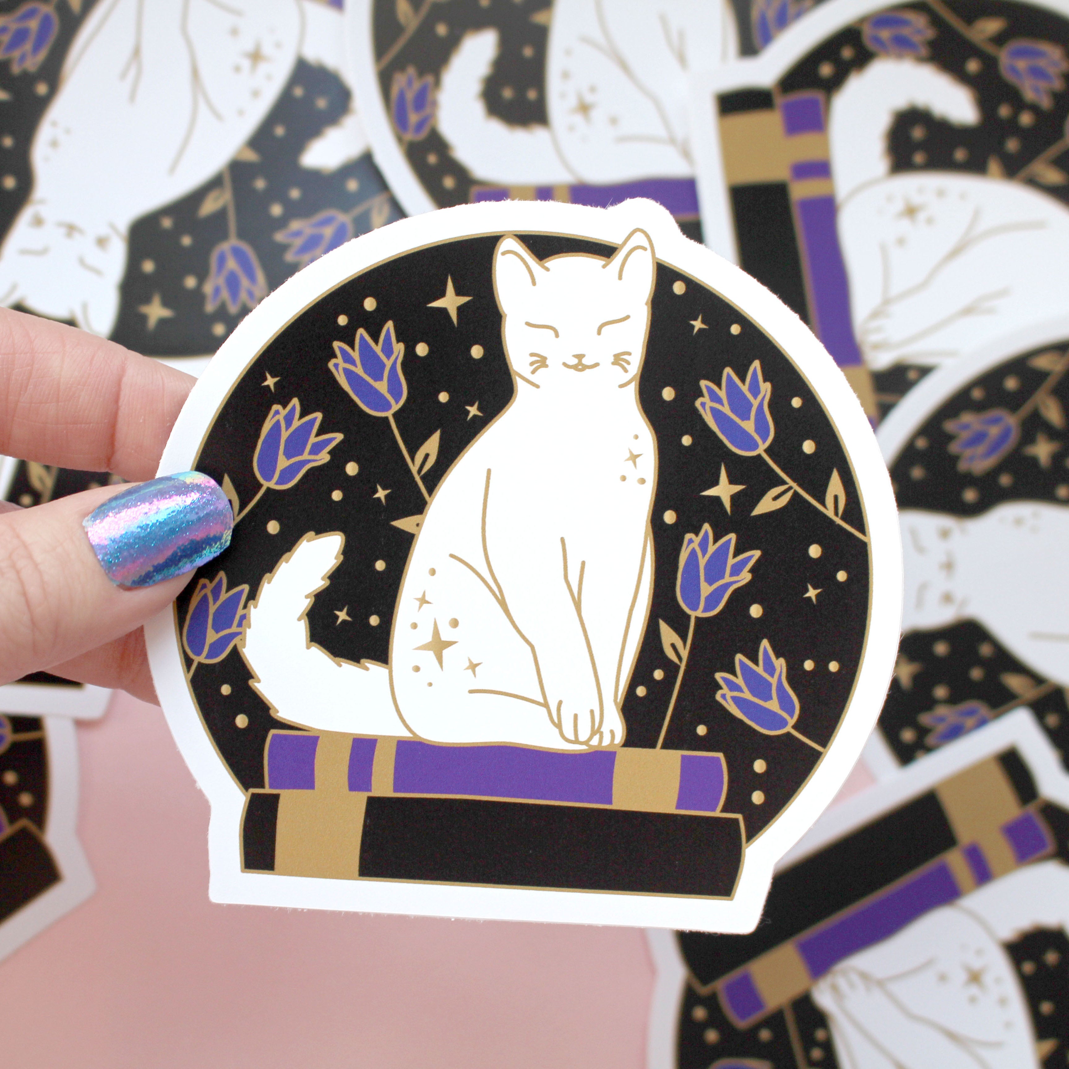 Book cat sticker – Glitter Punk
