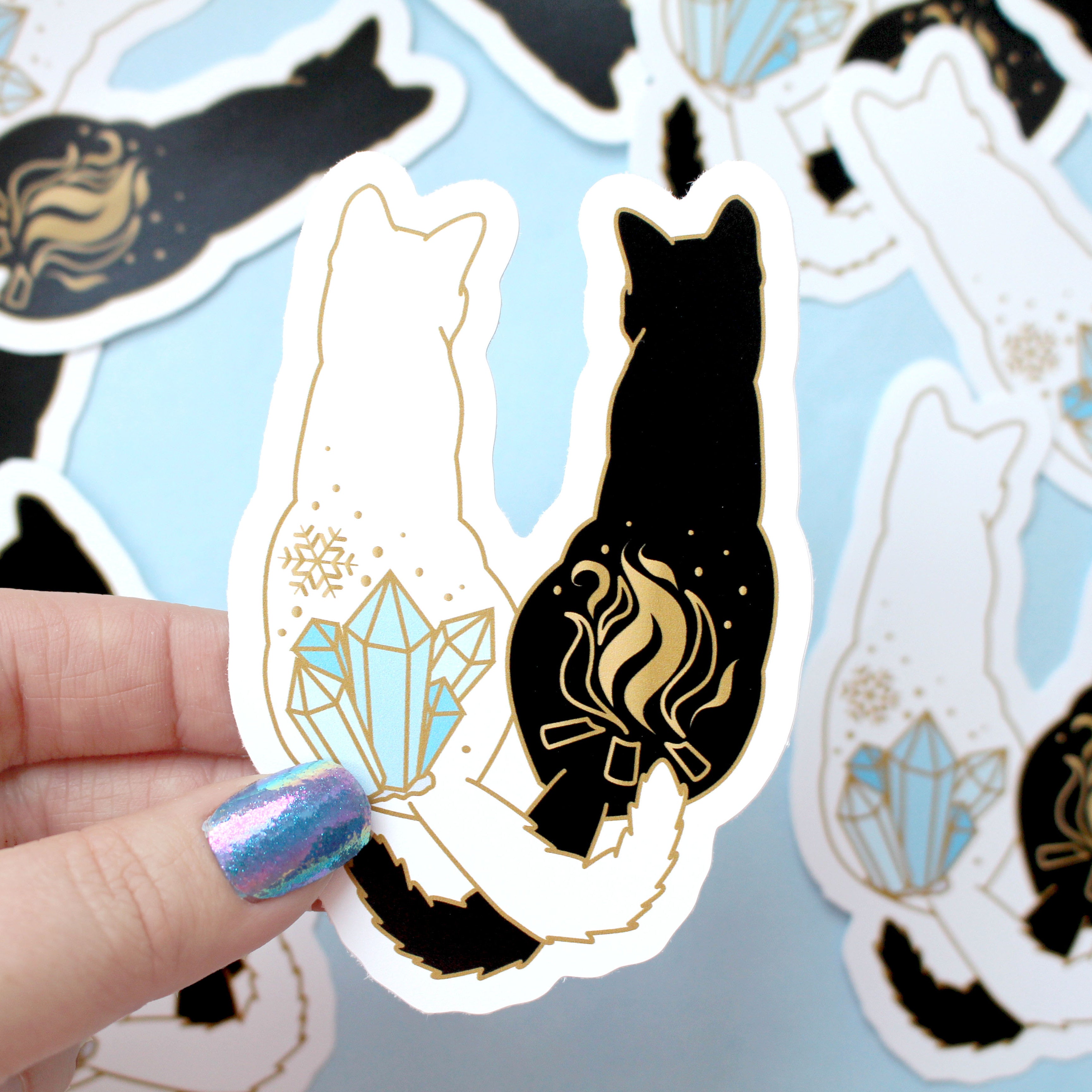 Fire & ice cats sticker – Glitter Punk