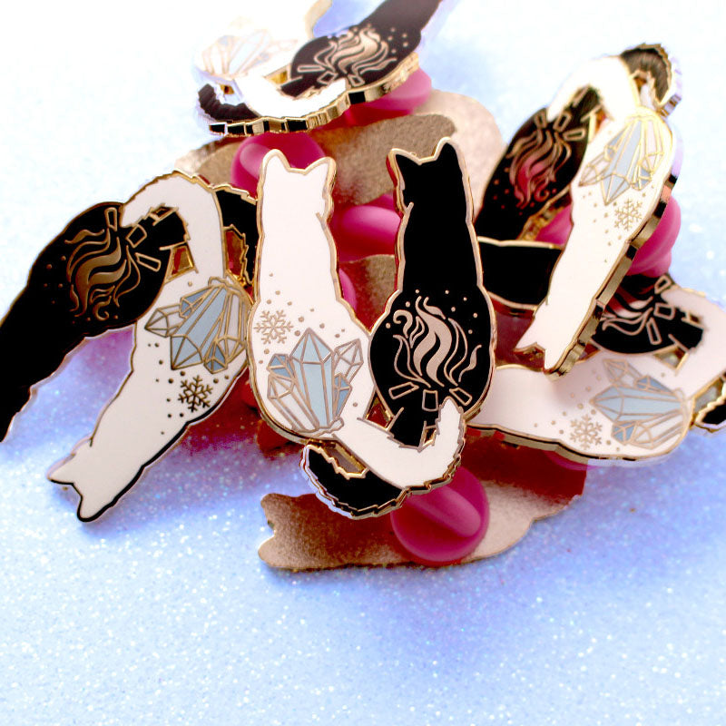 Fire & Ice Cats Enamel Pin – Glitter Punk