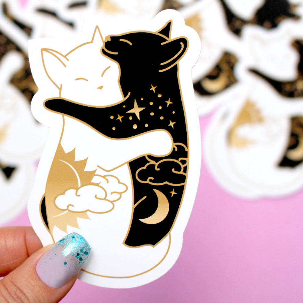 Day & Night Hugging Cats Sticker – Glitter Punk